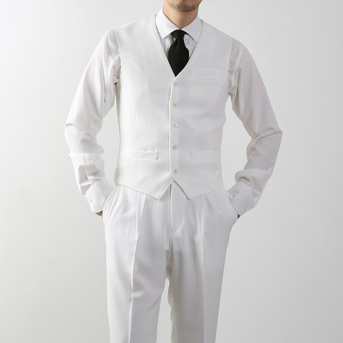 Classic Fit Men's Basic Suit Vest in Ivory Color / Dress Suit 5 Button ...