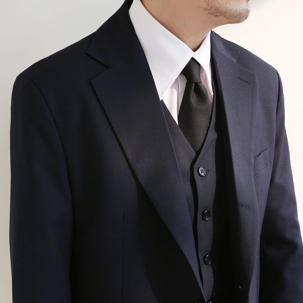 Basic Men's Single Suit Jacket in Navy Color / 3roll 2button Tailored ...