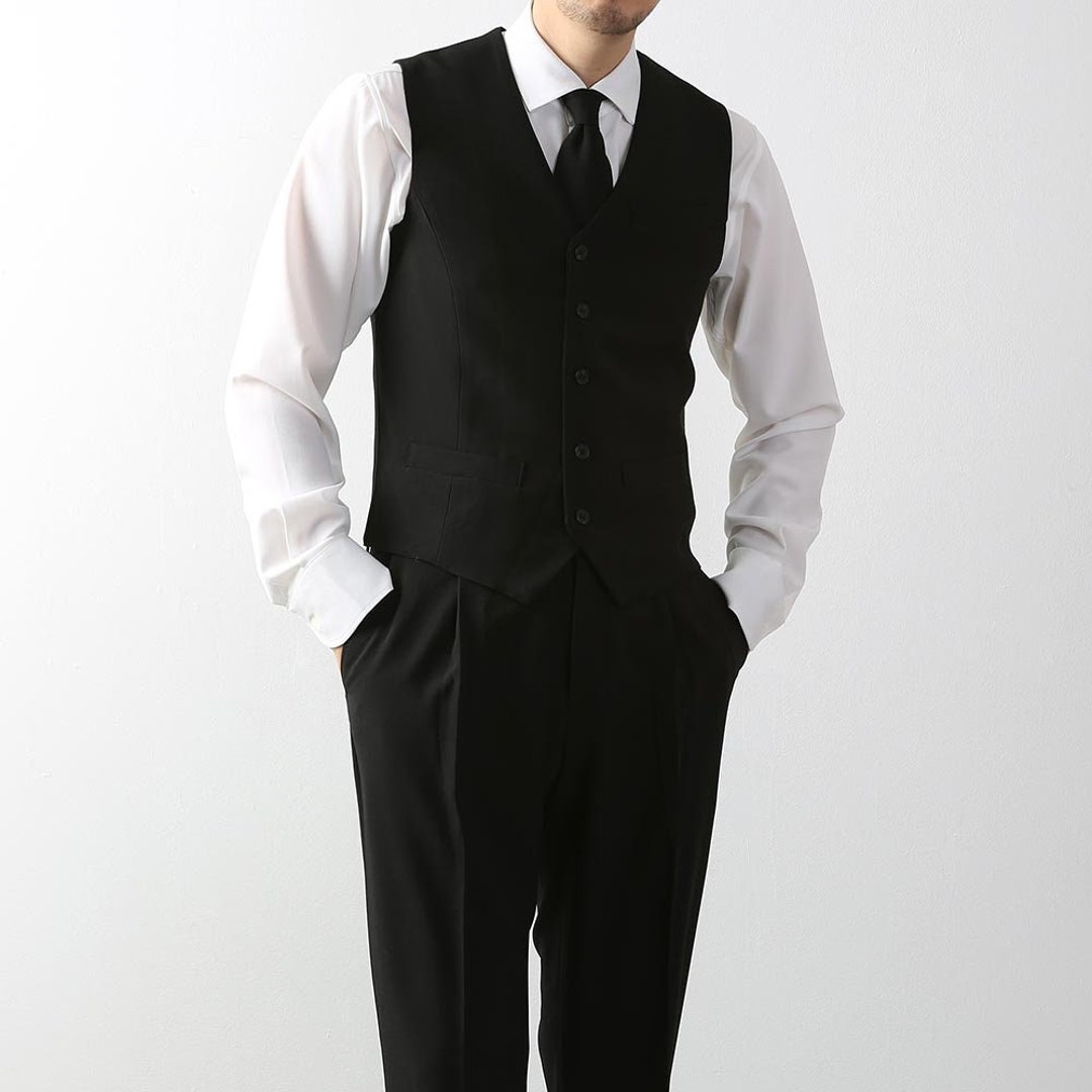 Classic Fit Men's Basic Suit Vest in Black Color / Dress Suit 5 Button ...