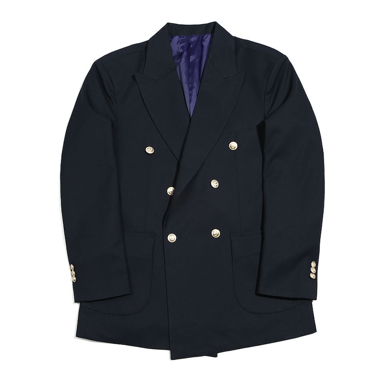 Basic Men's Gold Button Double Breasted Suit Jacket in Navy Color ...