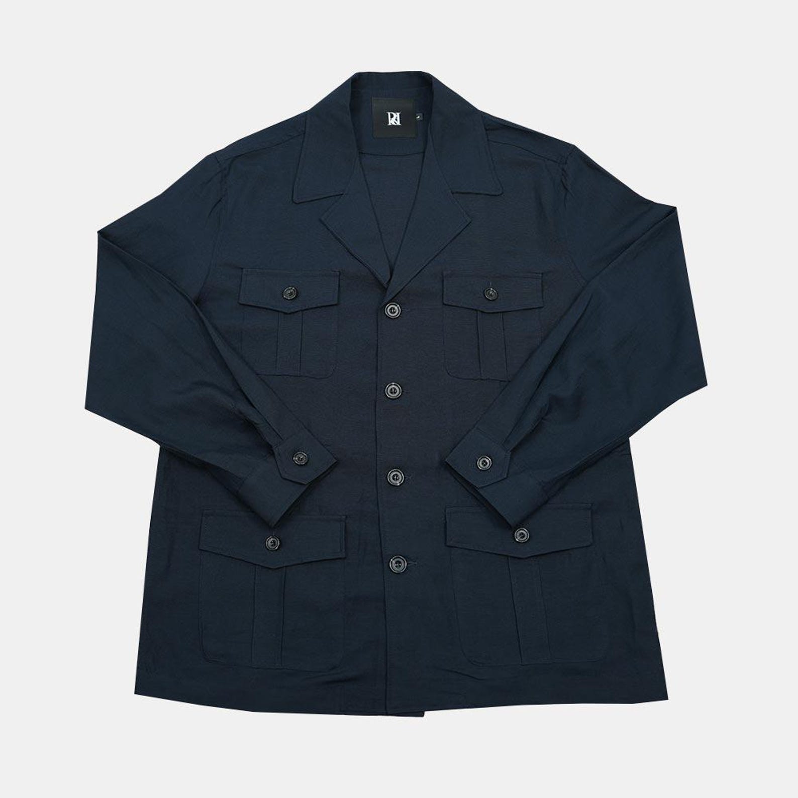 Men's Classic Spring Summer Linen Safari Jacket / Navy Color Summer ...