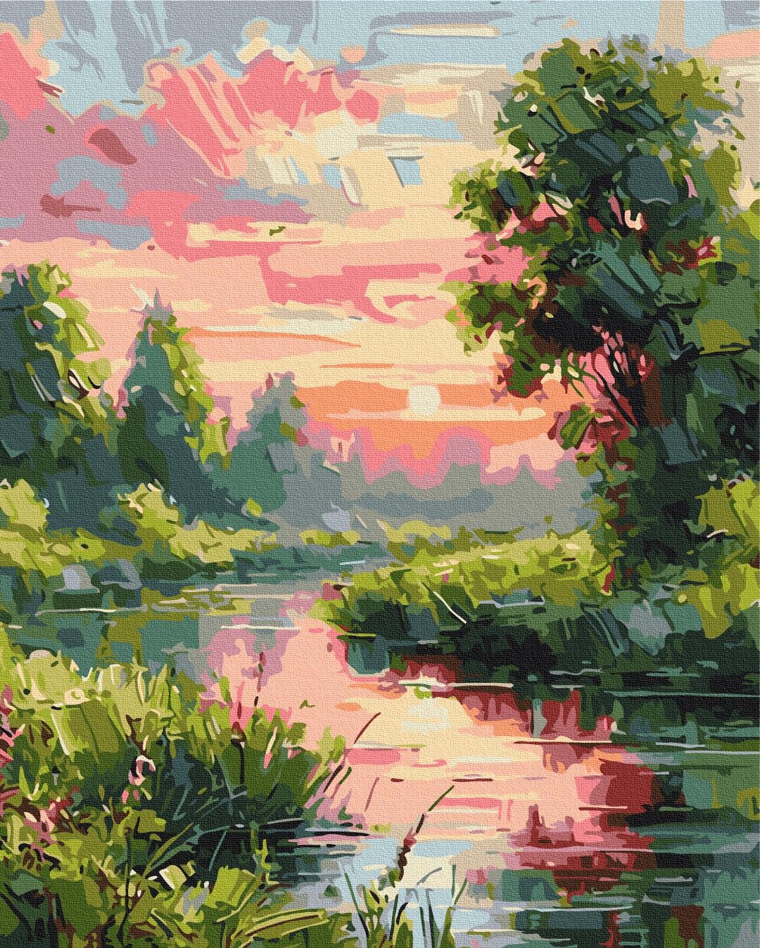 Nature Landscape Paint by Number Kit, River Sunset Painting by Numbers ...