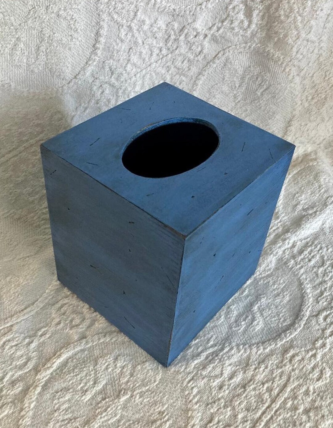 Rustic Distressed Blue Wood Tissue Box Cover, Open Bottom - Etsy