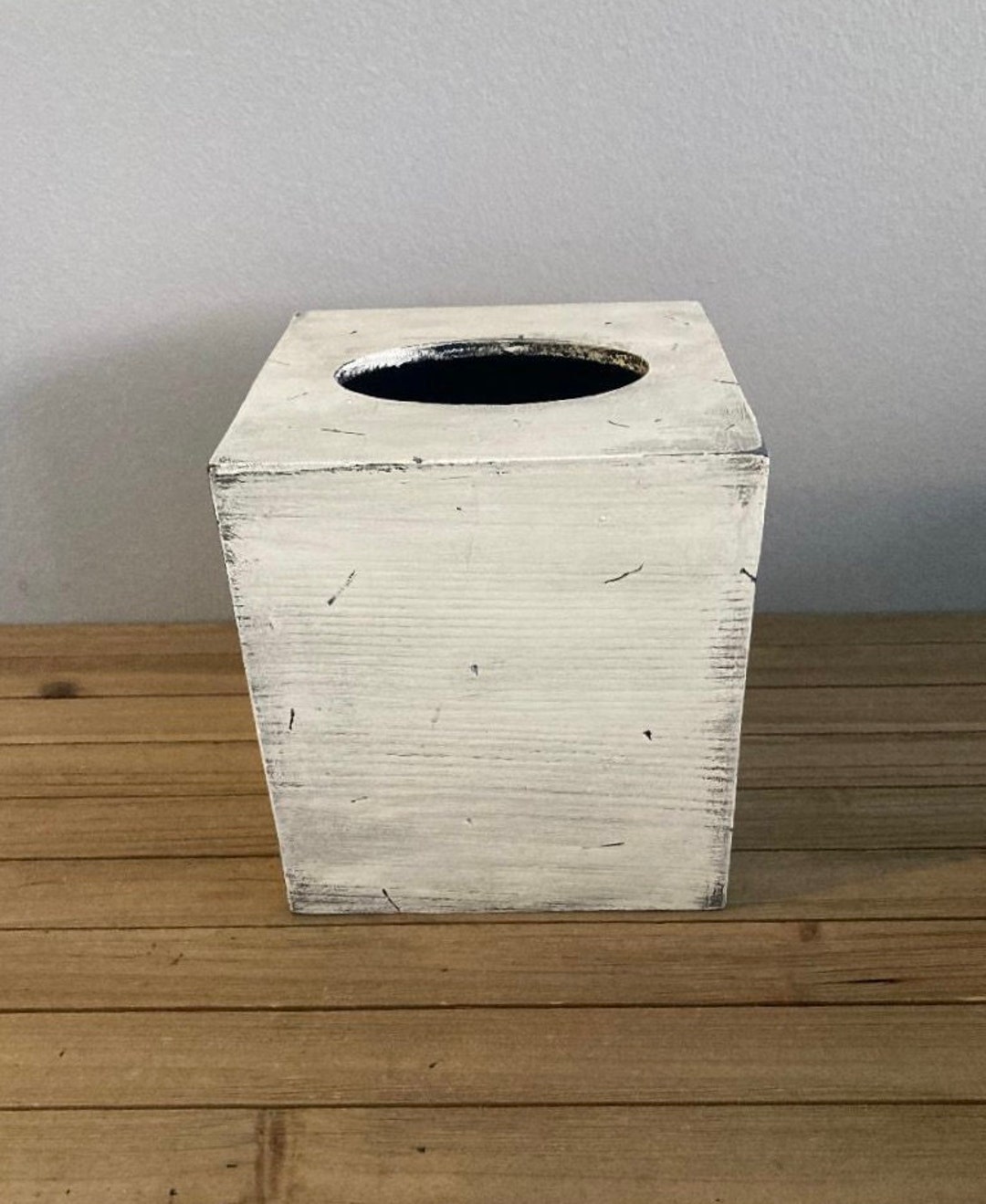 Rustic Distressed off White Wood Tissue Box Cover, Open Bottom - Etsy