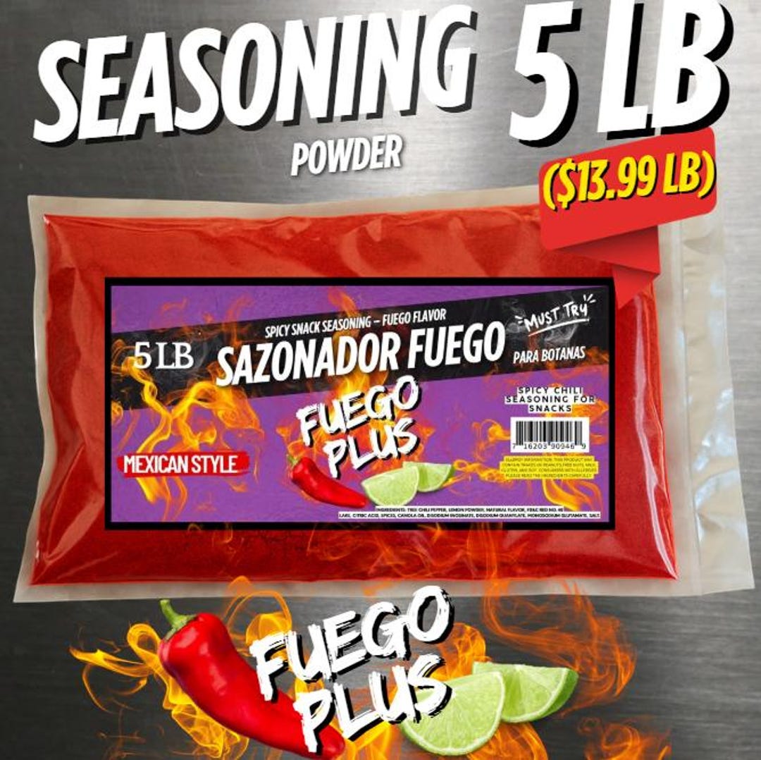 Fuego Seasoning – Extra Spicy Snack Flavor (5 LB) Fuego Sazonador - Etsy