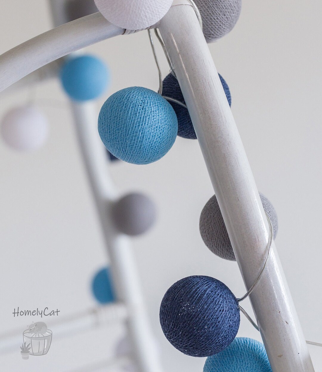 Sailor Blue Cotton Ball LED String Lights for Light Decoration, Ambient ...