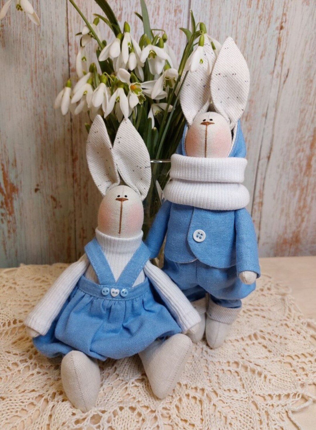 Куклы кролики Пасхальные кролики Подарок на Пасху Кролики пара - Etsy