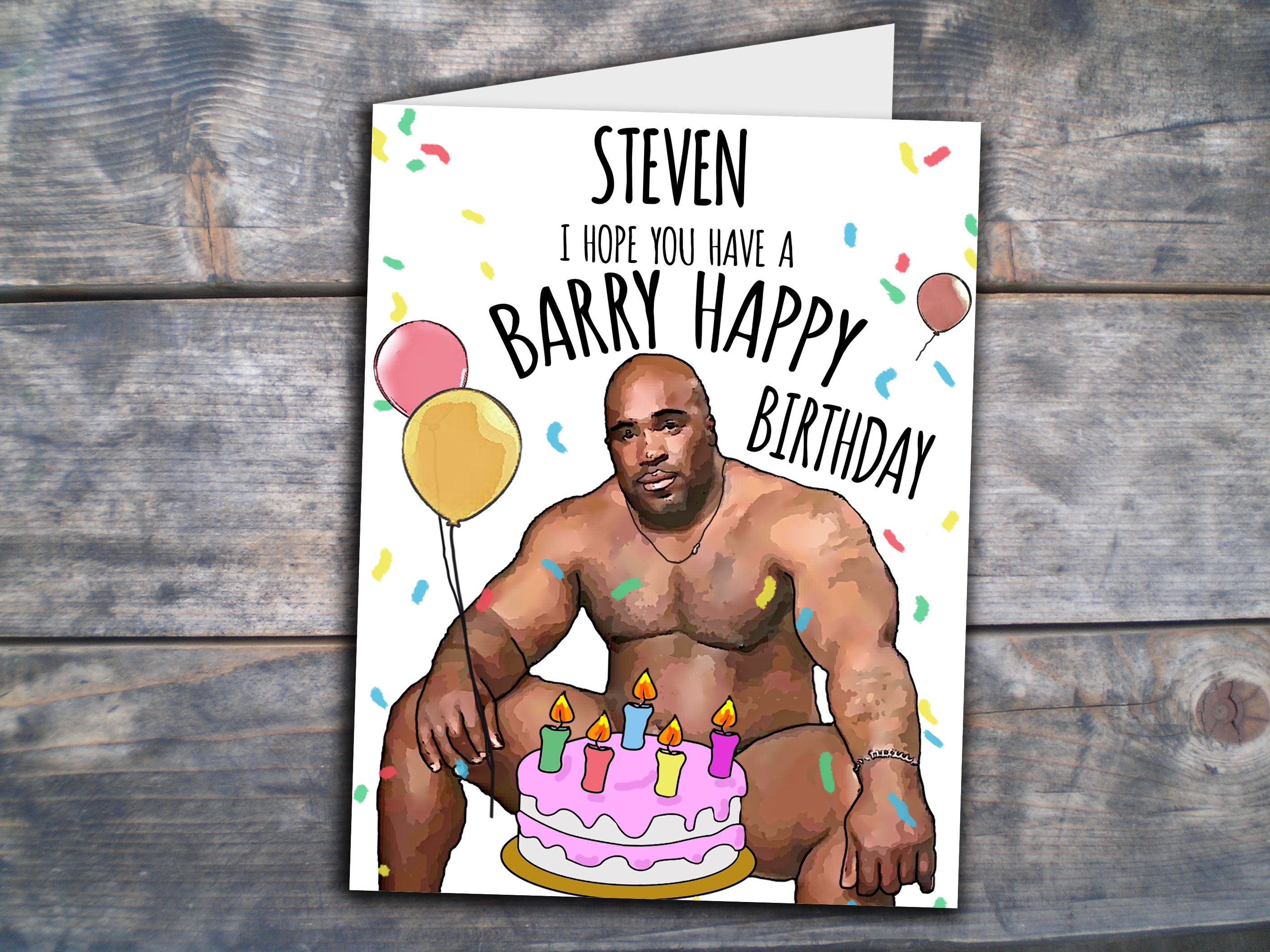 Personalised Barry Wood Birthday Card Have A Barry Happy Etsy