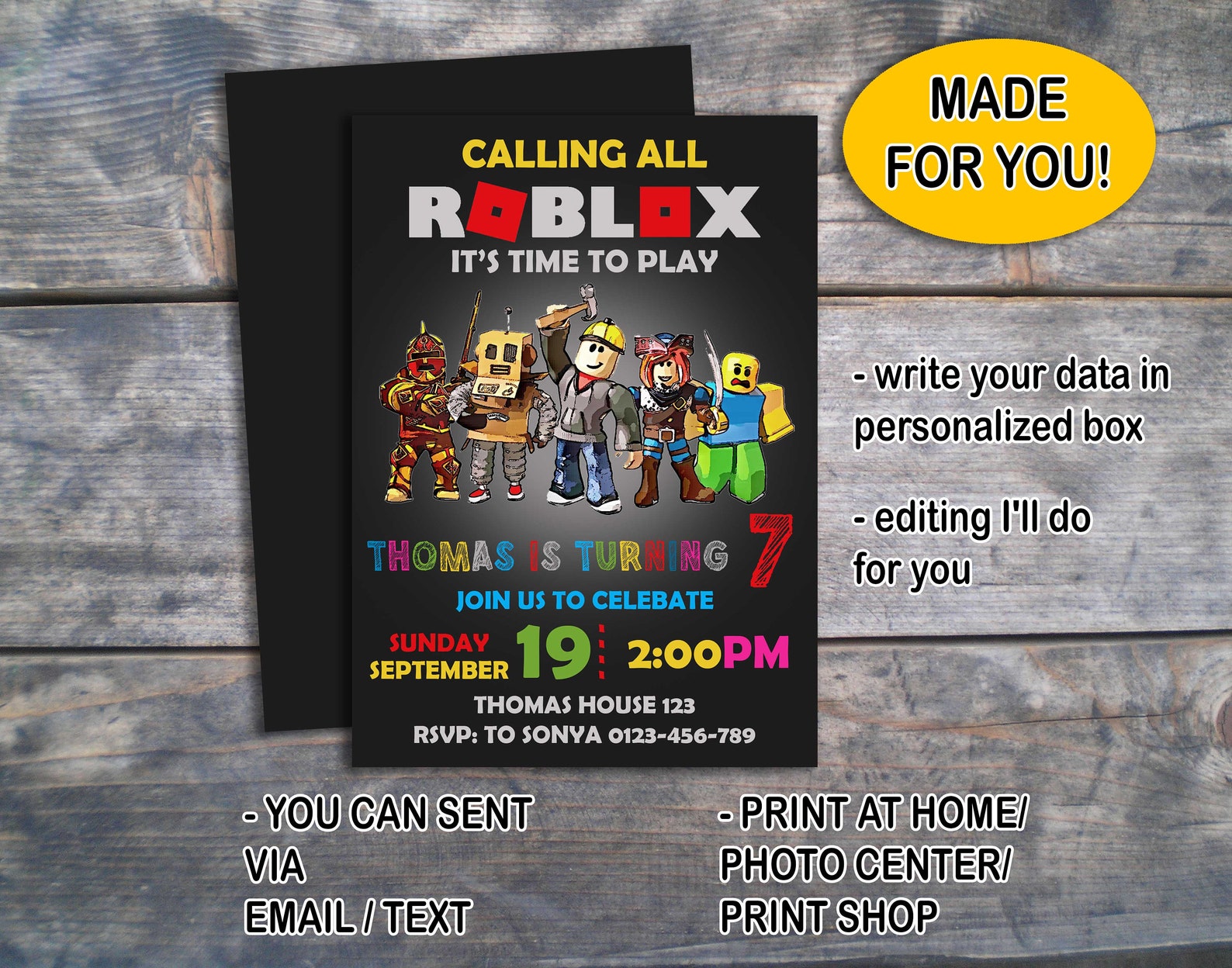 Roblox Invitation danniversaire Roblox Invitation Roblox | Etsy