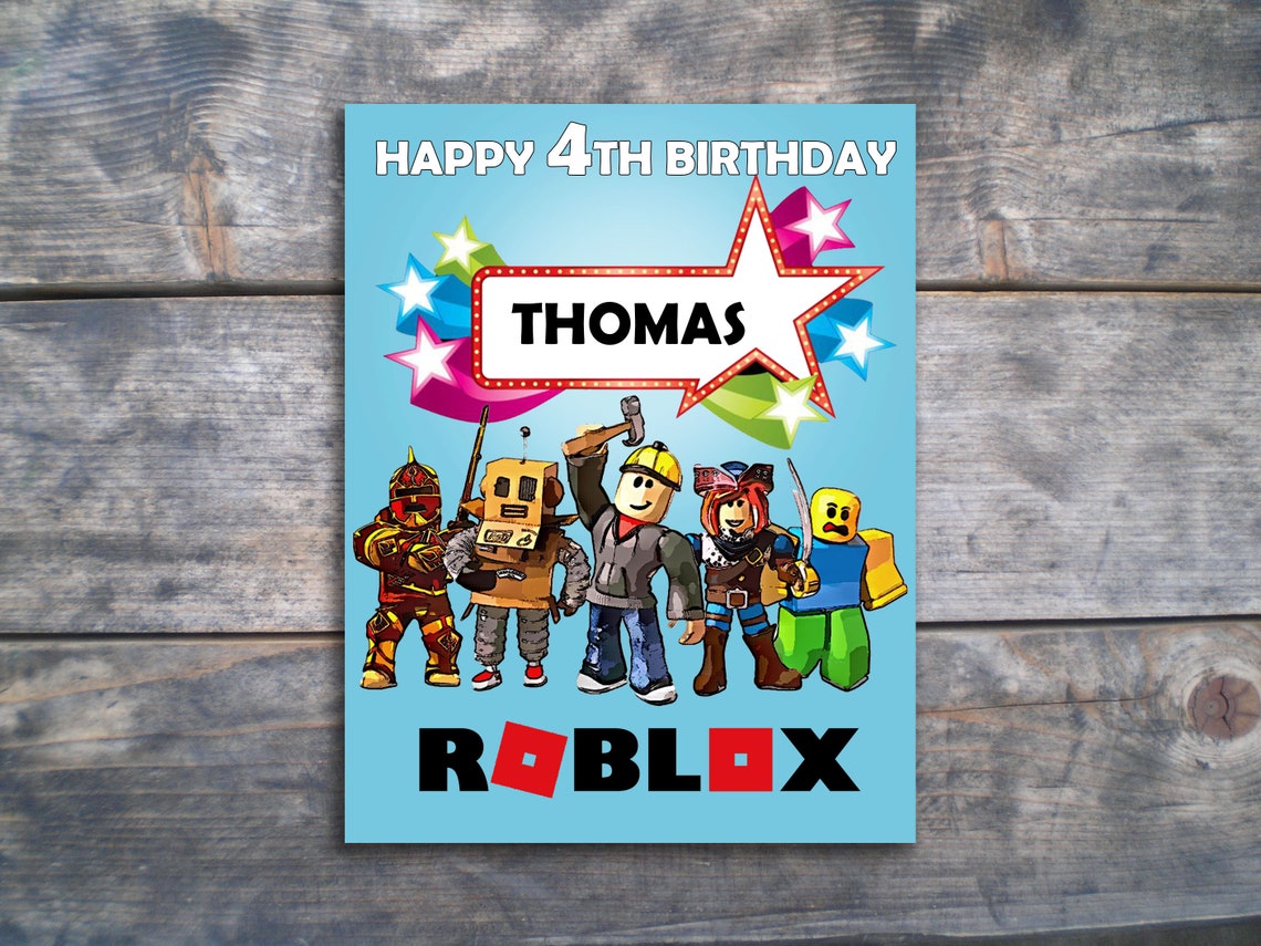 Roblox Boys Personalised Birthday Card Printable Boy Birthday | Etsy