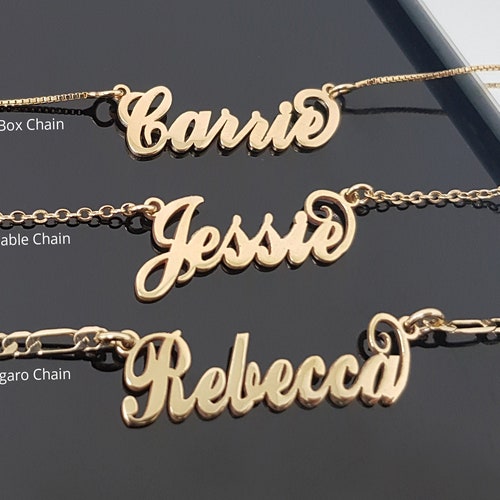 Carrie Font Name Necklace Personalized Carrie Style Etsy