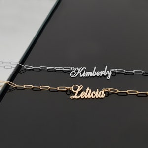 Name Necklace With Paper Clip Chain, Paperclip Name Necklace, Link ...
