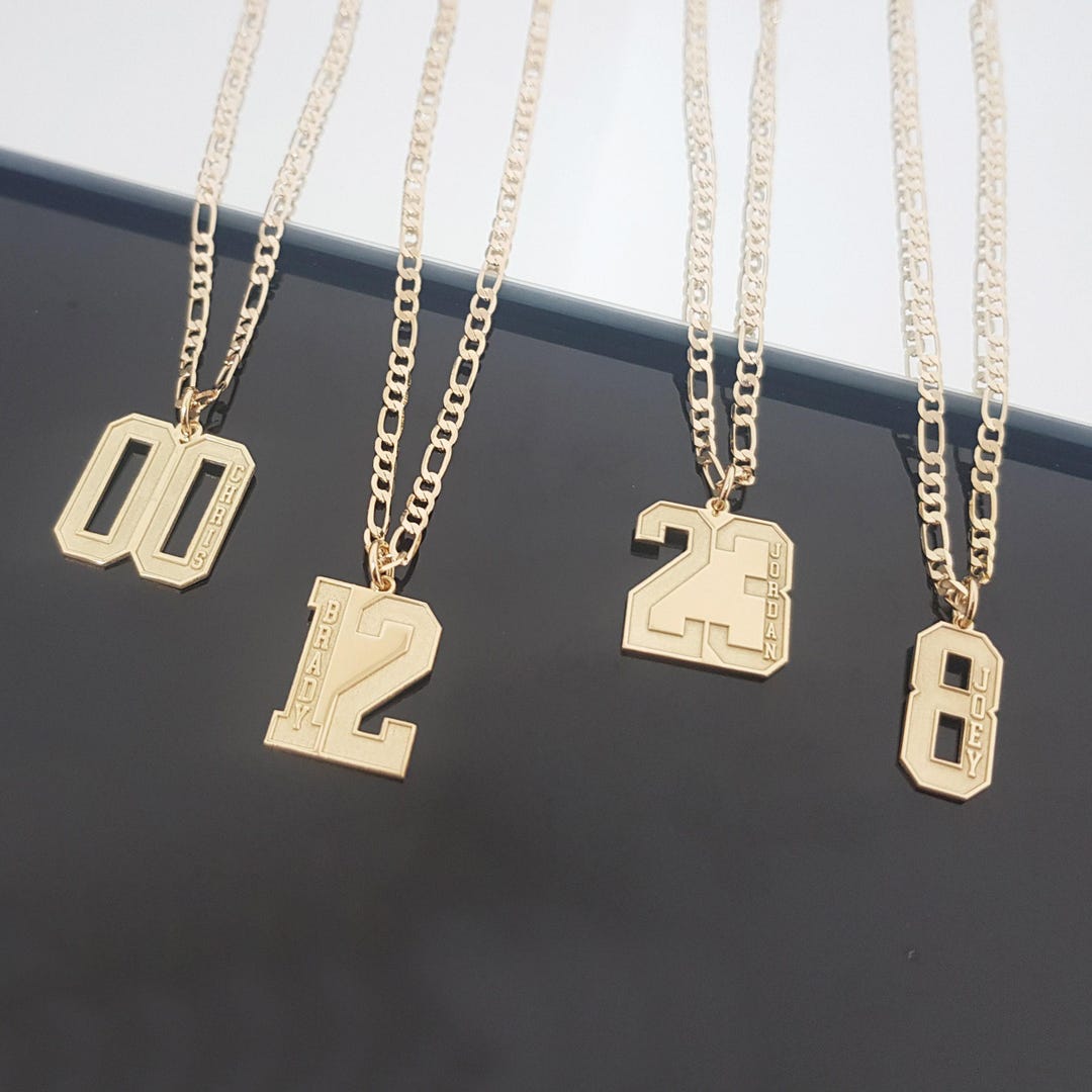 Personalized Sports Number With Engraved Name Necklace, Customized ...