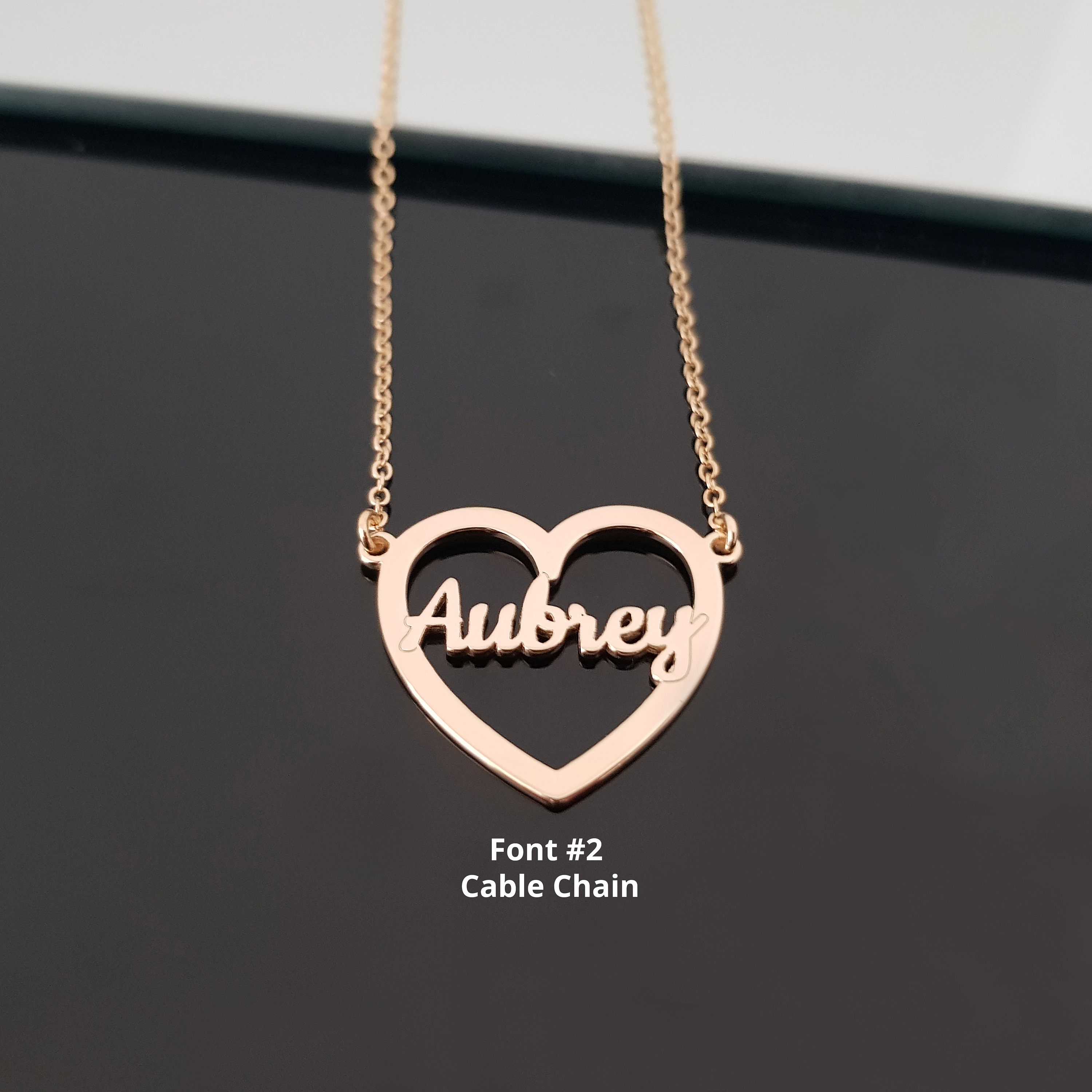 Heart Name Necklace Name Necklace With Heart Heart Necklace - Etsy
