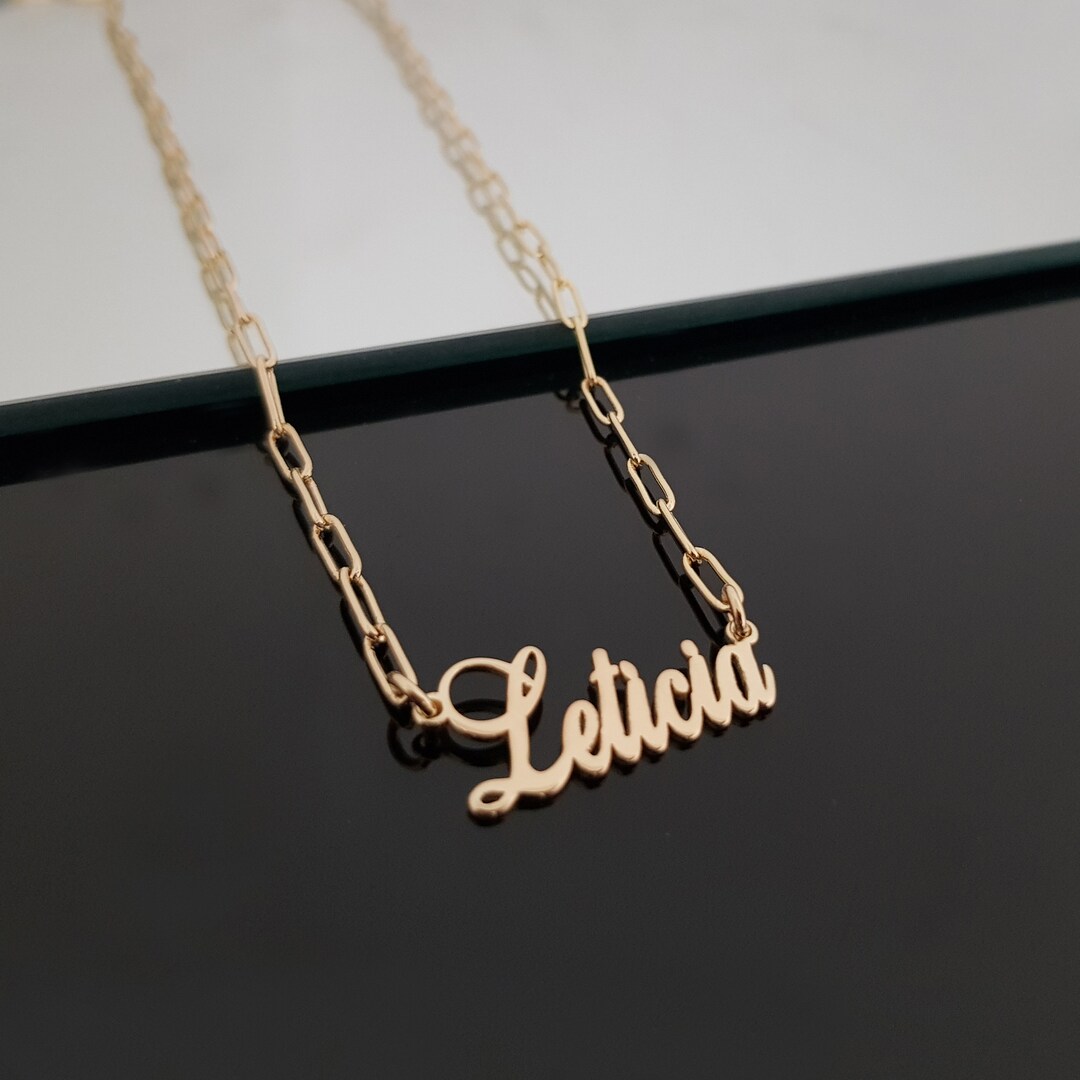 Name Necklace With Paper Clip Chain, Paperclip Name Necklace, Link ...