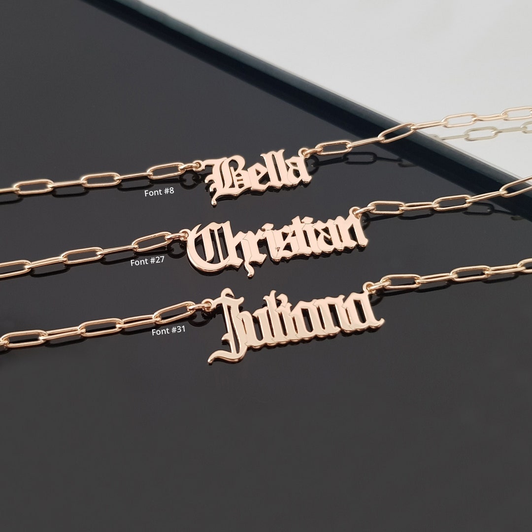 Paperclip Old English Name Necklace, Paper Clip Chain Necklace With ...