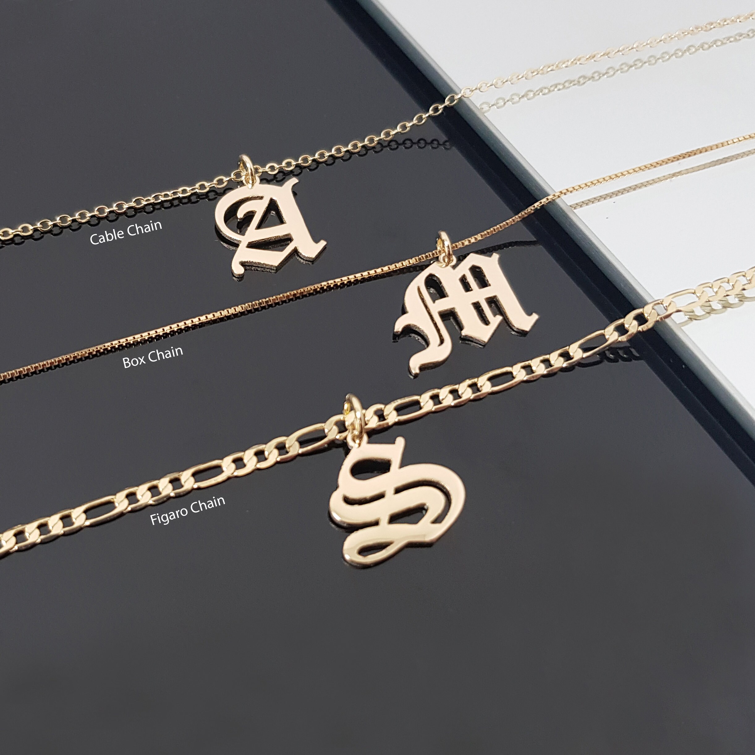 Personalized Old English Initial Necklace Personalized Letter - Etsy ...