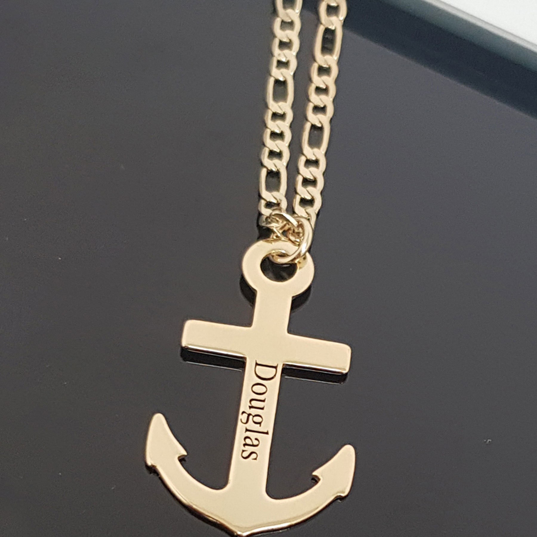 Personalized Engraved Anchor Name Necklace Customized Anchor | Etsy