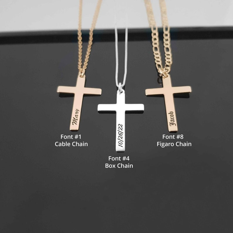 Engraved Cross Necklace With Name Cross Name Necklace - Etsy