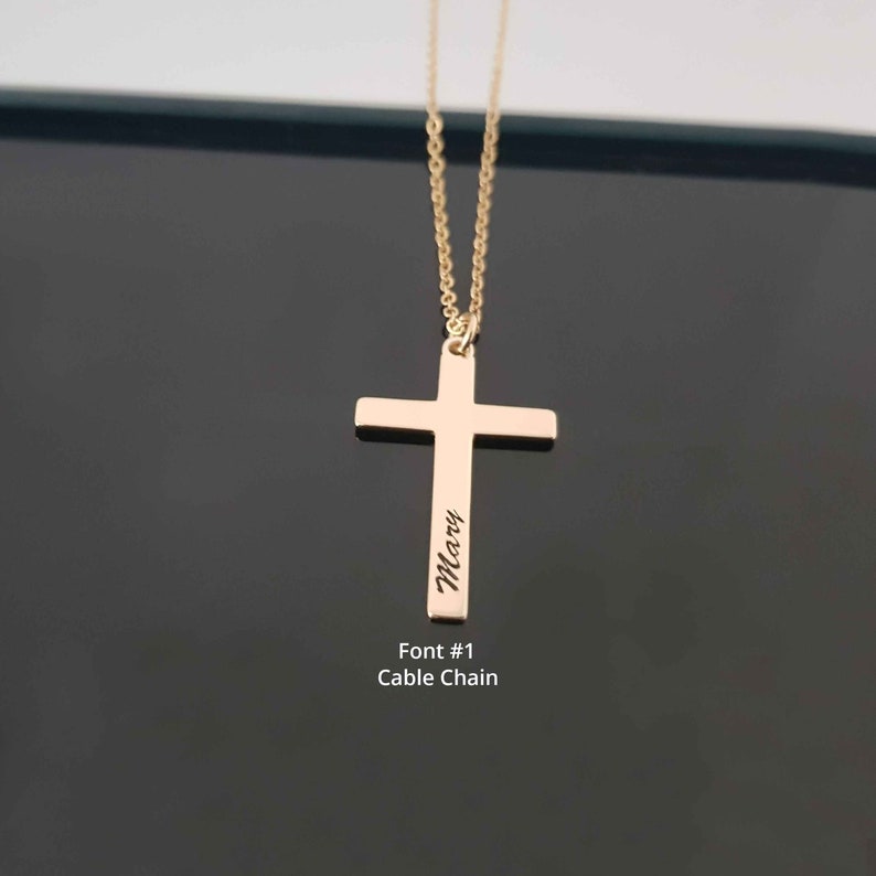 Engraved Cross Necklace With Name Cross Name Necklace - Etsy