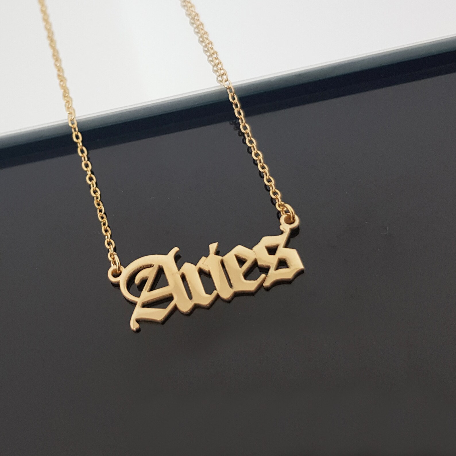 Aries Necklace With 4 Font Styles Aries Zodiac Sign Necklace | Etsy