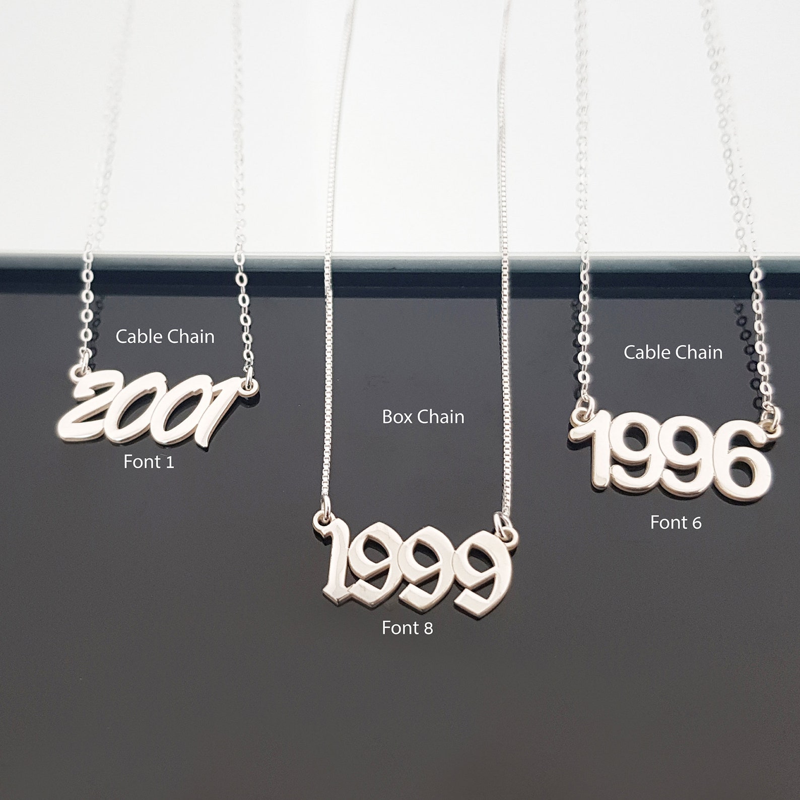 Custom Year Necklace, Birth Year Necklace, Year Necklace, Birthday ...