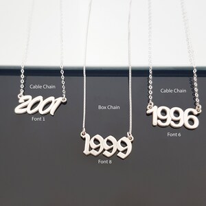 Custom Year Necklace, Birth Year Necklace, Year Necklace, Birthday ...