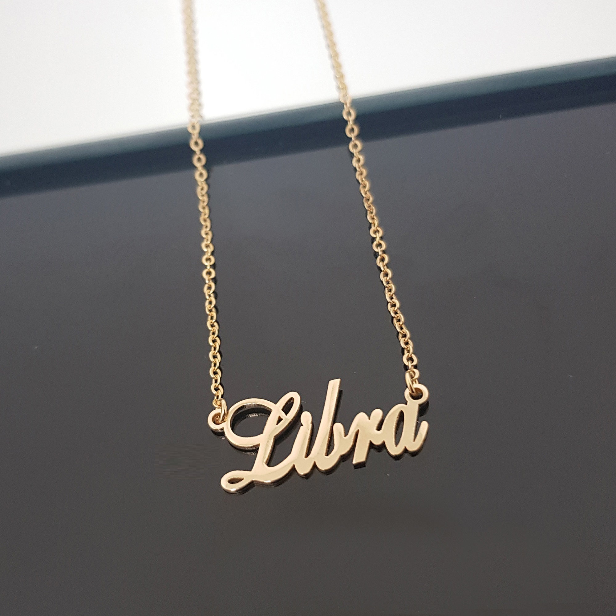Libra Necklace With 4 Font Styles Libra Zodiac Sign Necklace - Etsy