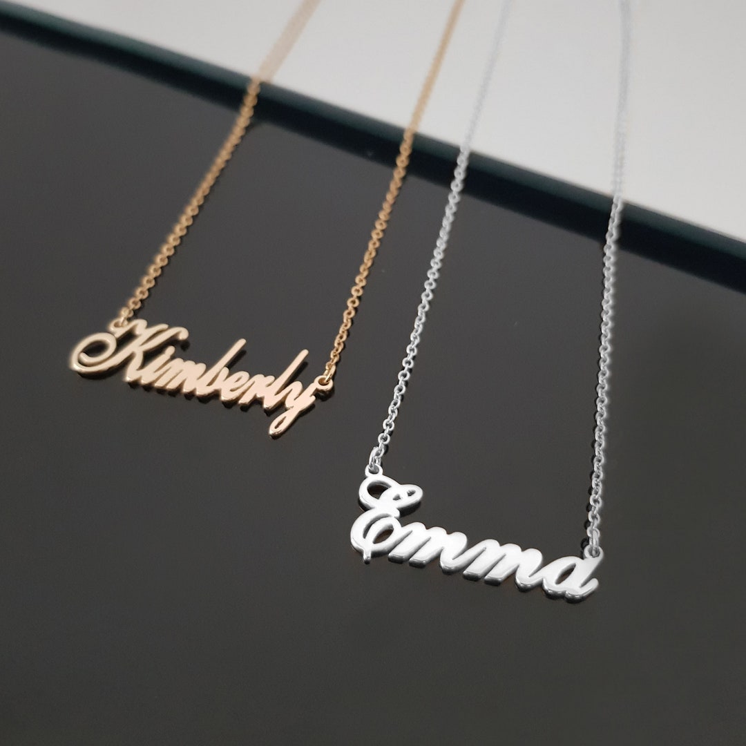 Cable Chain Name Necklace, Personalized Name Necklace, Custom Cursive ...