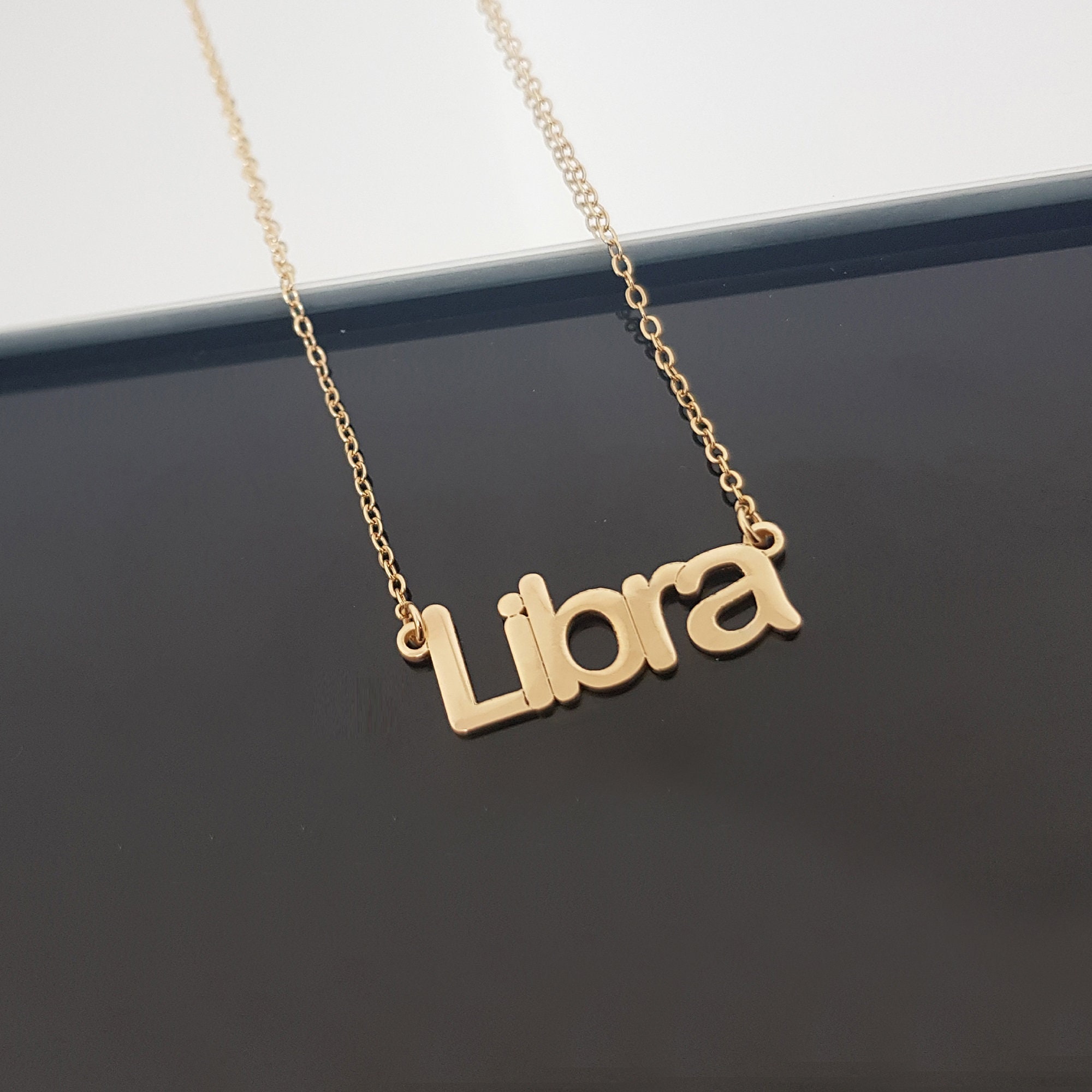 Libra Necklace With 4 Font Styles Libra Zodiac Sign Necklace | Etsy