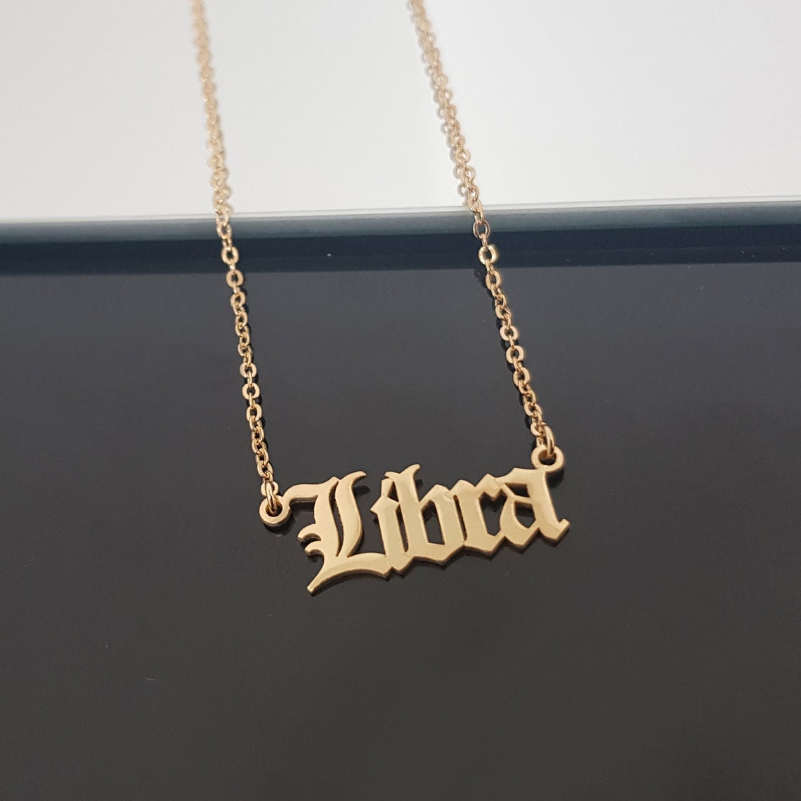Libra Necklace With 4 Font Styles Libra Zodiac Sign Necklace | Etsy