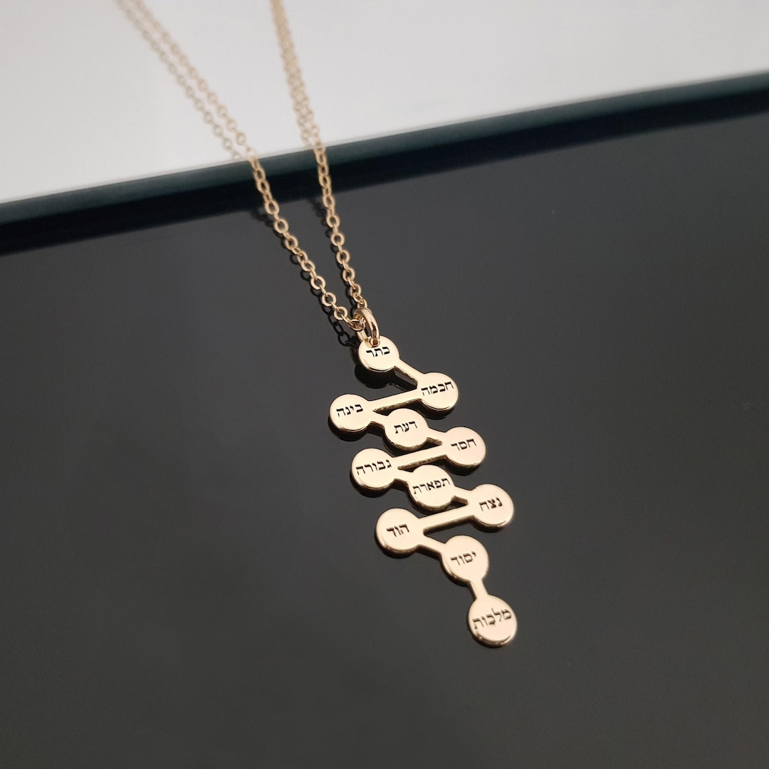 Kabbalah Necklace, Ten Sephiroth Pendant, Jewish Inspired Jewlery ...