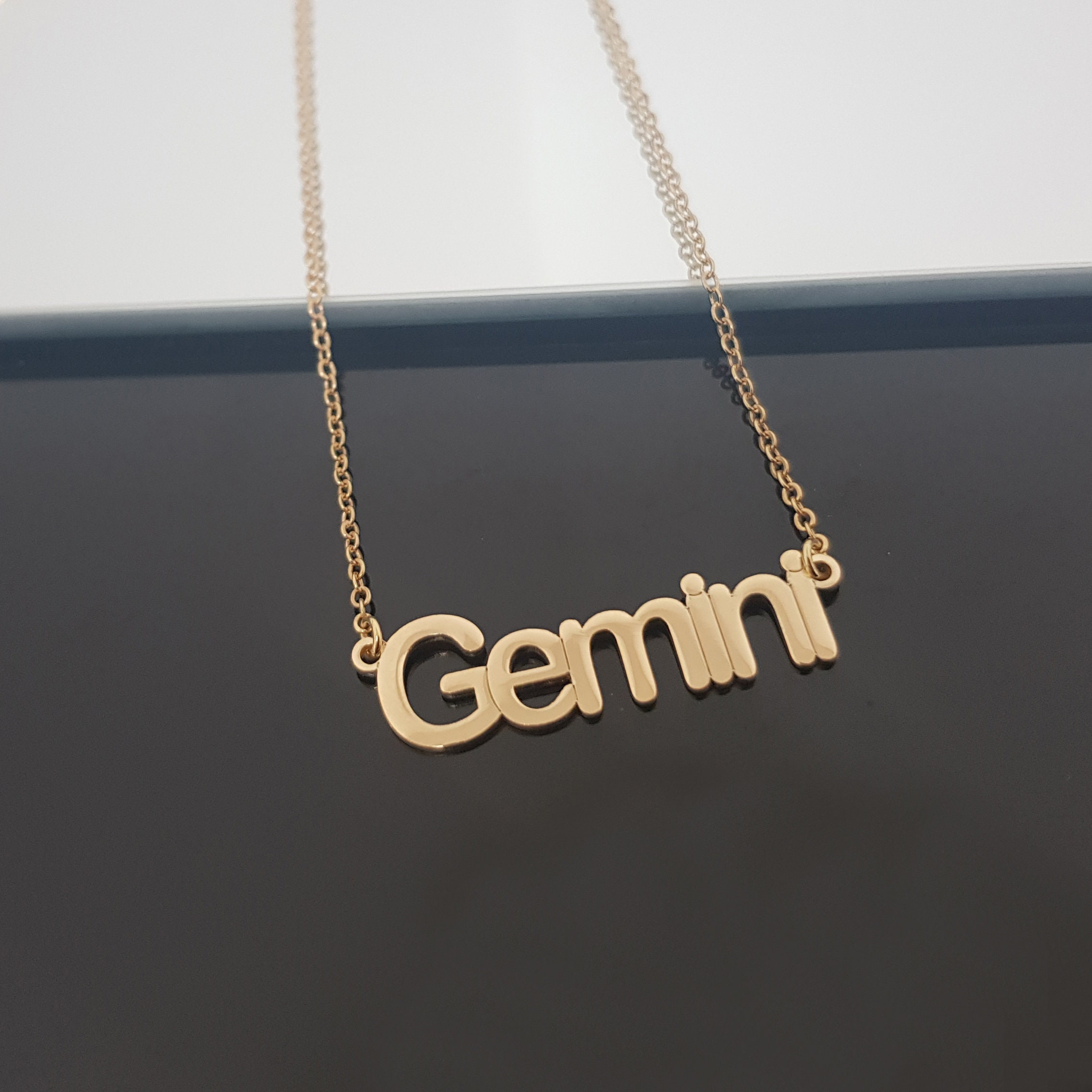 Gemini Necklace With 4 Font Styles Gemini Zodiac Sign | Etsy