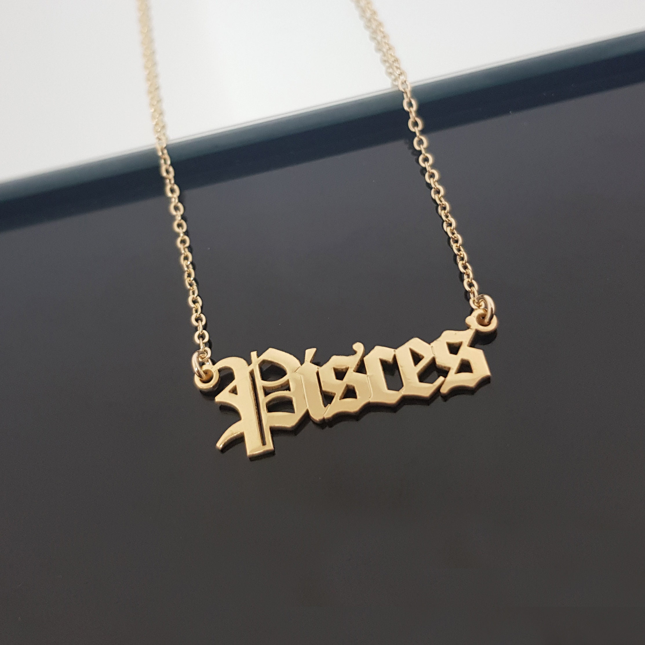 Pisces Necklace With 4 Font Styles Pisces Zodiac Sign | Etsy