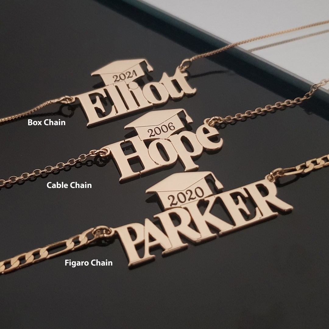 Graduation Hat Necklace, Graduation Cap Name Necklace, Graduation Gifts ...