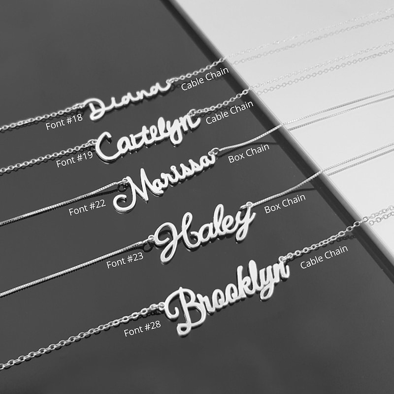Silver Name Necklace - Etsy