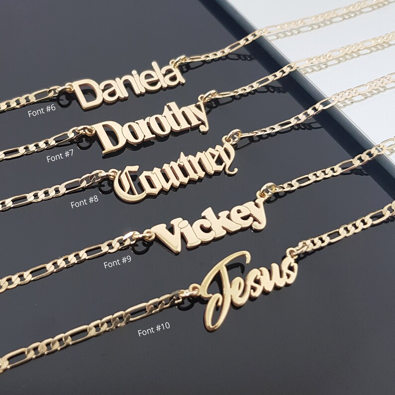 Personalized Minimalist Name Necklace With Figaro Chain - Etsy
