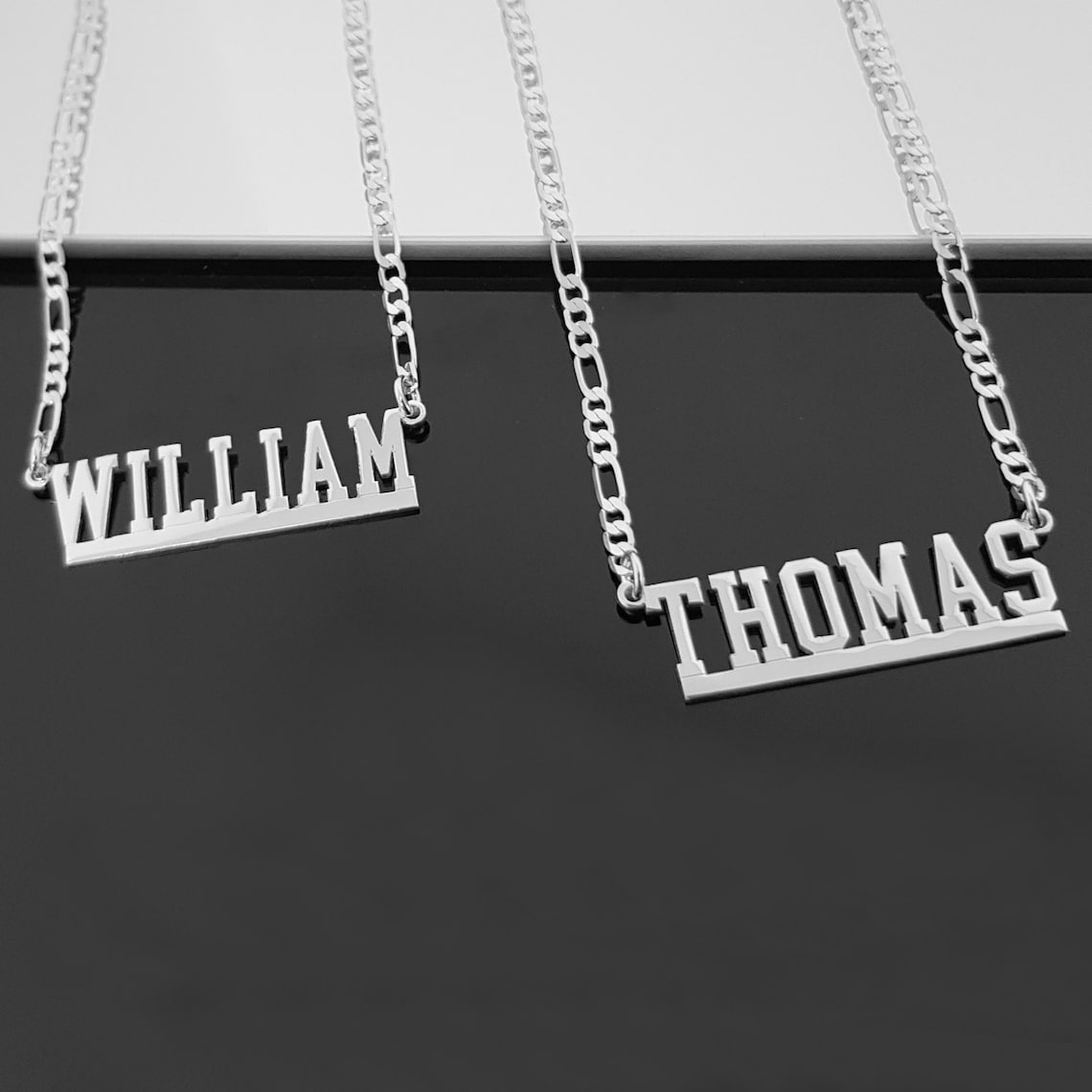 Custom Name Necklace for Men With Figaro Chain Customize Name - Etsy