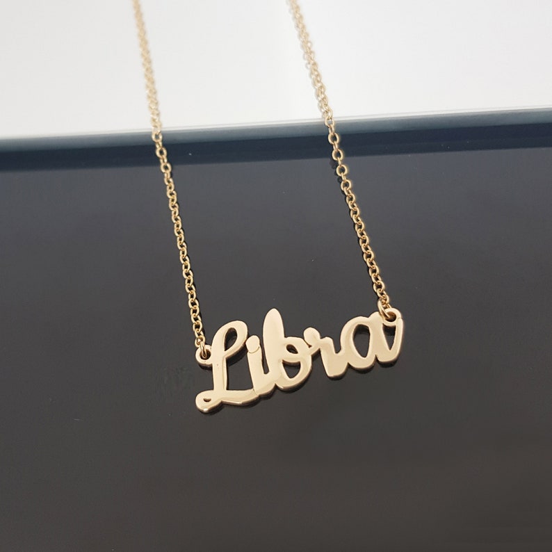 Libra Necklace With 4 Font Styles Libra Zodiac Sign Necklace - Etsy