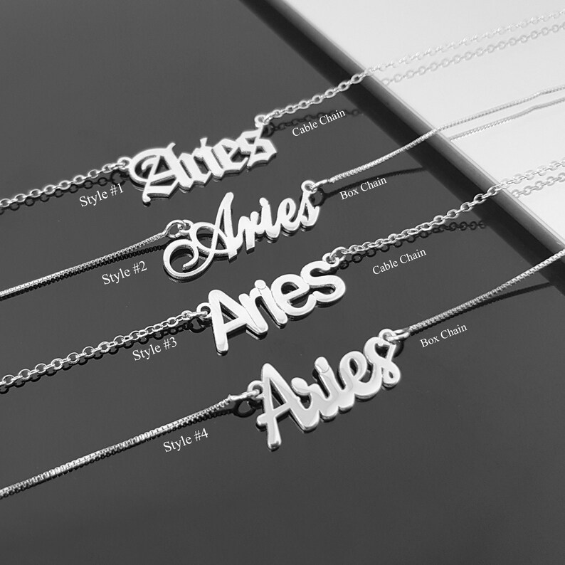 Aries Necklace With 4 Font Styles Aries Zodiac Sign Necklace | Etsy