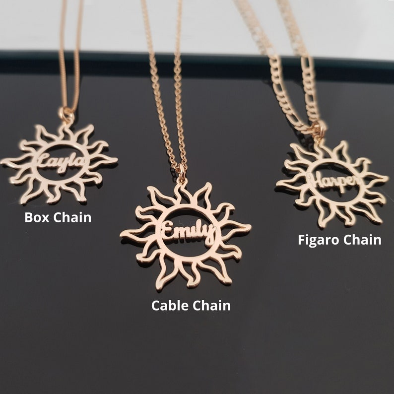 Personalized Sun Necklace Sun Name Necklace Custom Celestial - Etsy