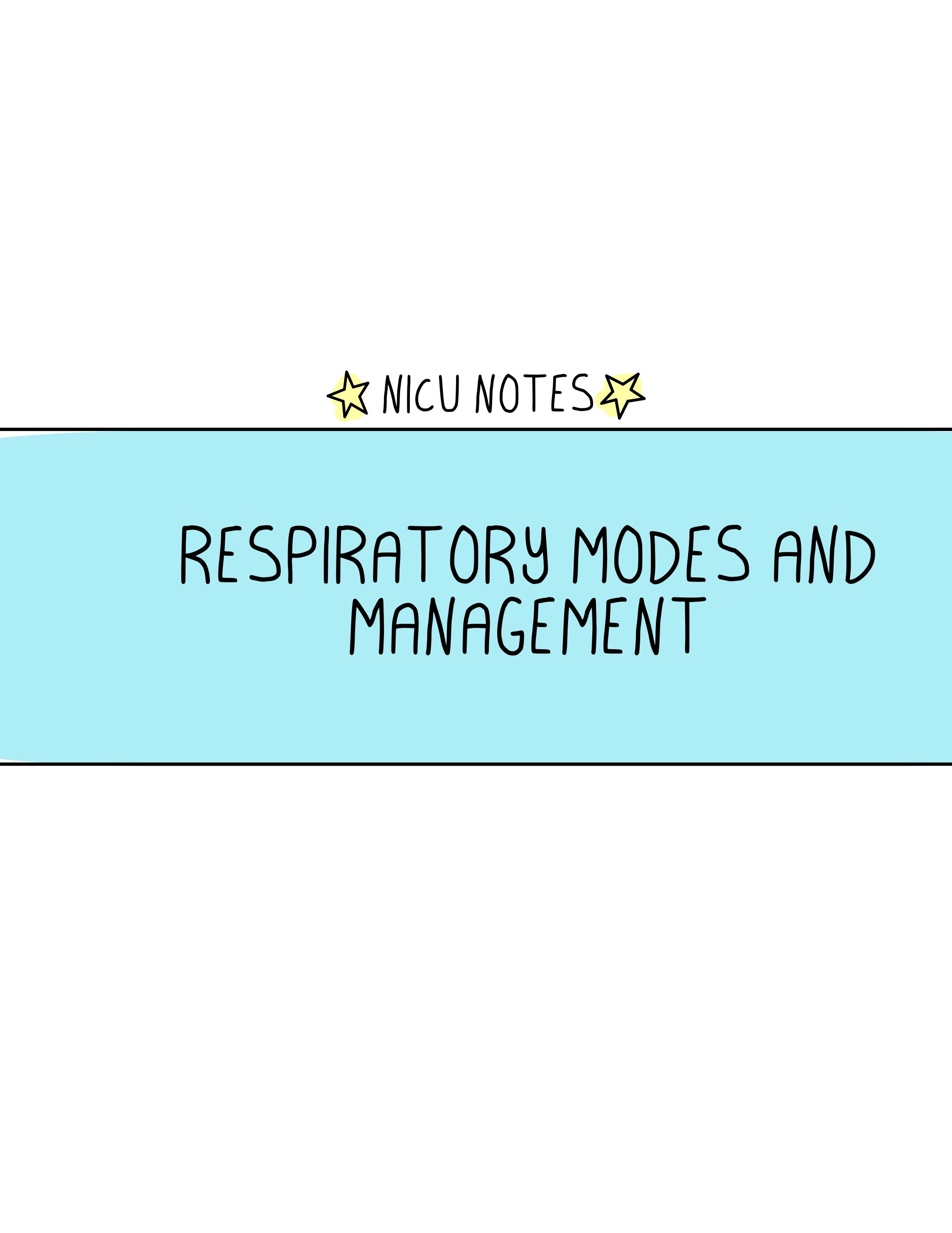 Respiratory Modes and Management (NICU): Nicu Nursing & Nnp Notes - Etsy