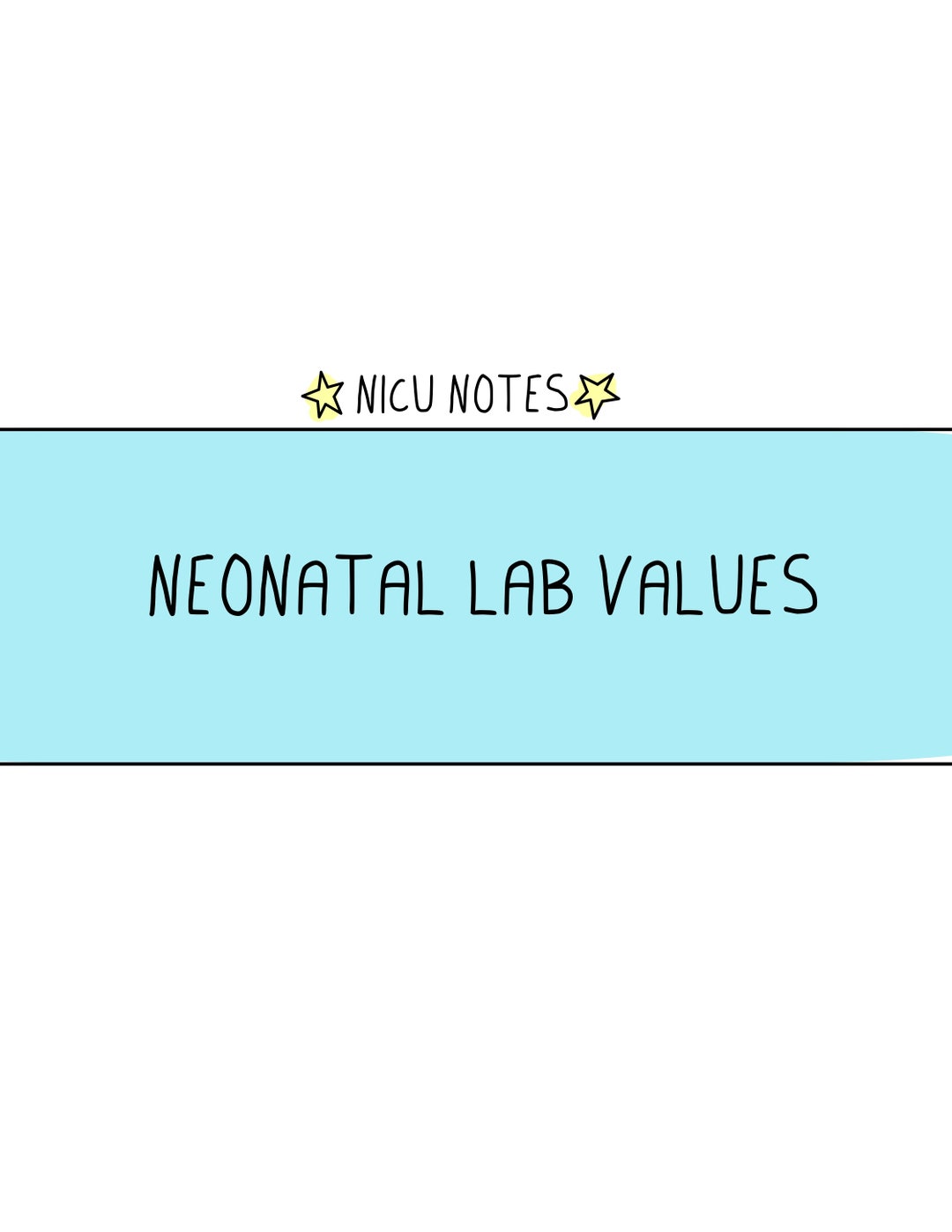 Neonatal Lab Values: Nicu Nursing & Nnp Notes - Etsy
