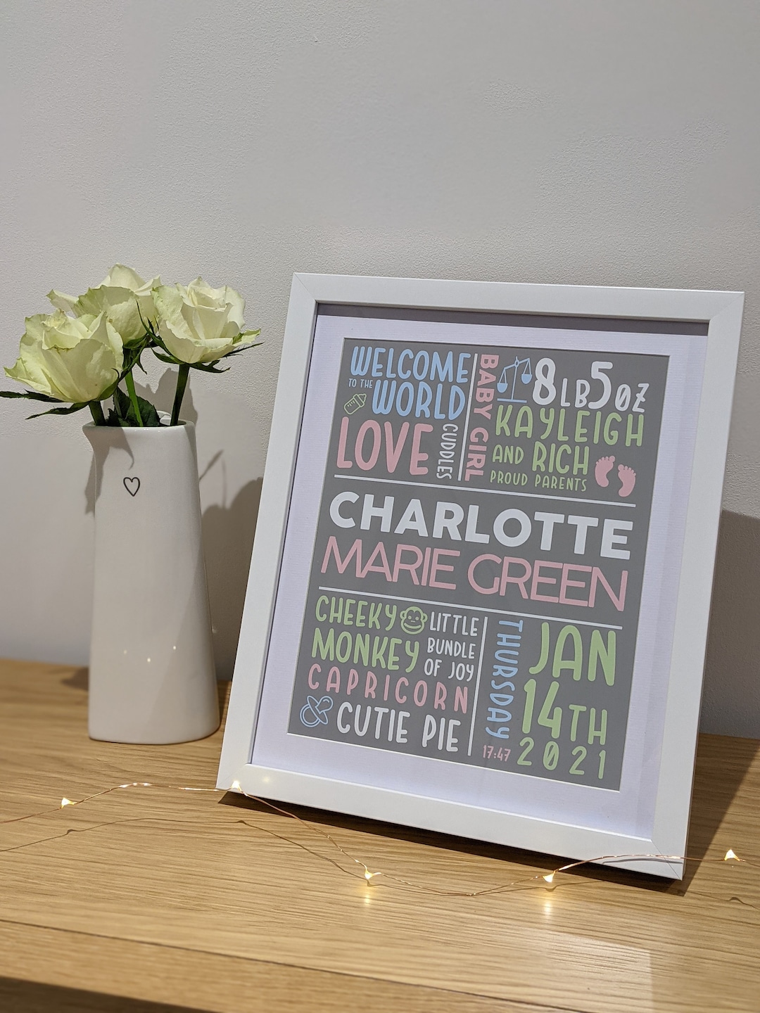 Personalised Baby Print New Baby Gift Keepsake Gift New Baby Print ...