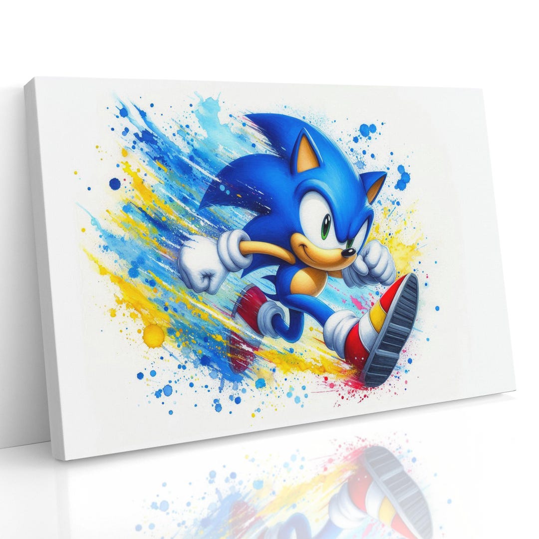 Sonic the Hedgehog Canvas Print: Colour Splash Wall Art - Etsy