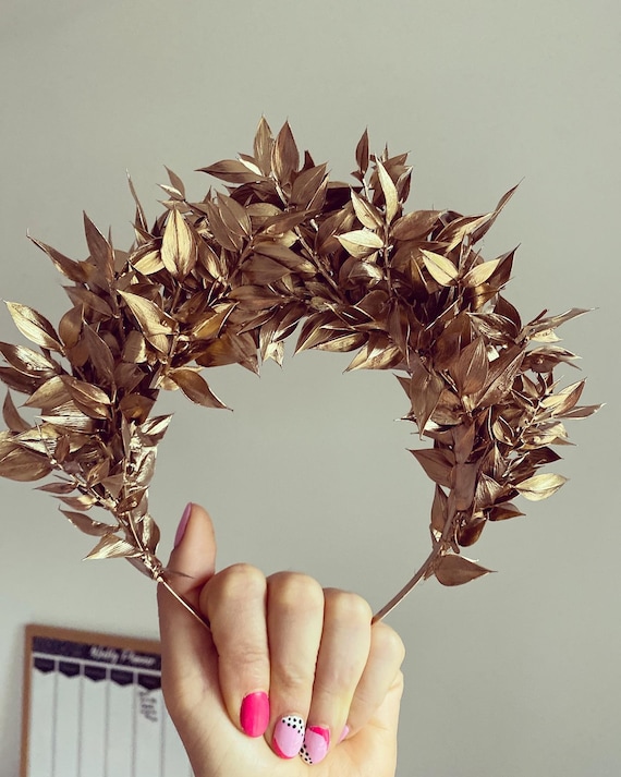 Gold Ruscus Crown/ Gold/ Gatsby Vibes/ Flower Crown/ Wedding - Etsy UK