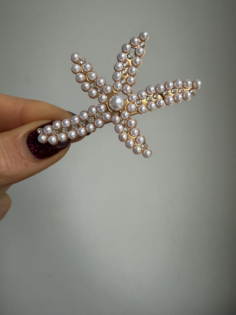 Set of 3 Pearl Star Fish Hair Clips / Holiday Hair Clips/ Starfish Hair ...