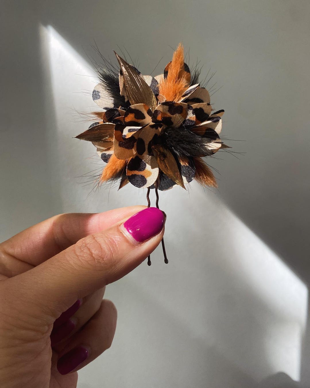 Leopard Print Fabric Hair Pins/ Leopard Print Style Hair Pins/ Animal ...