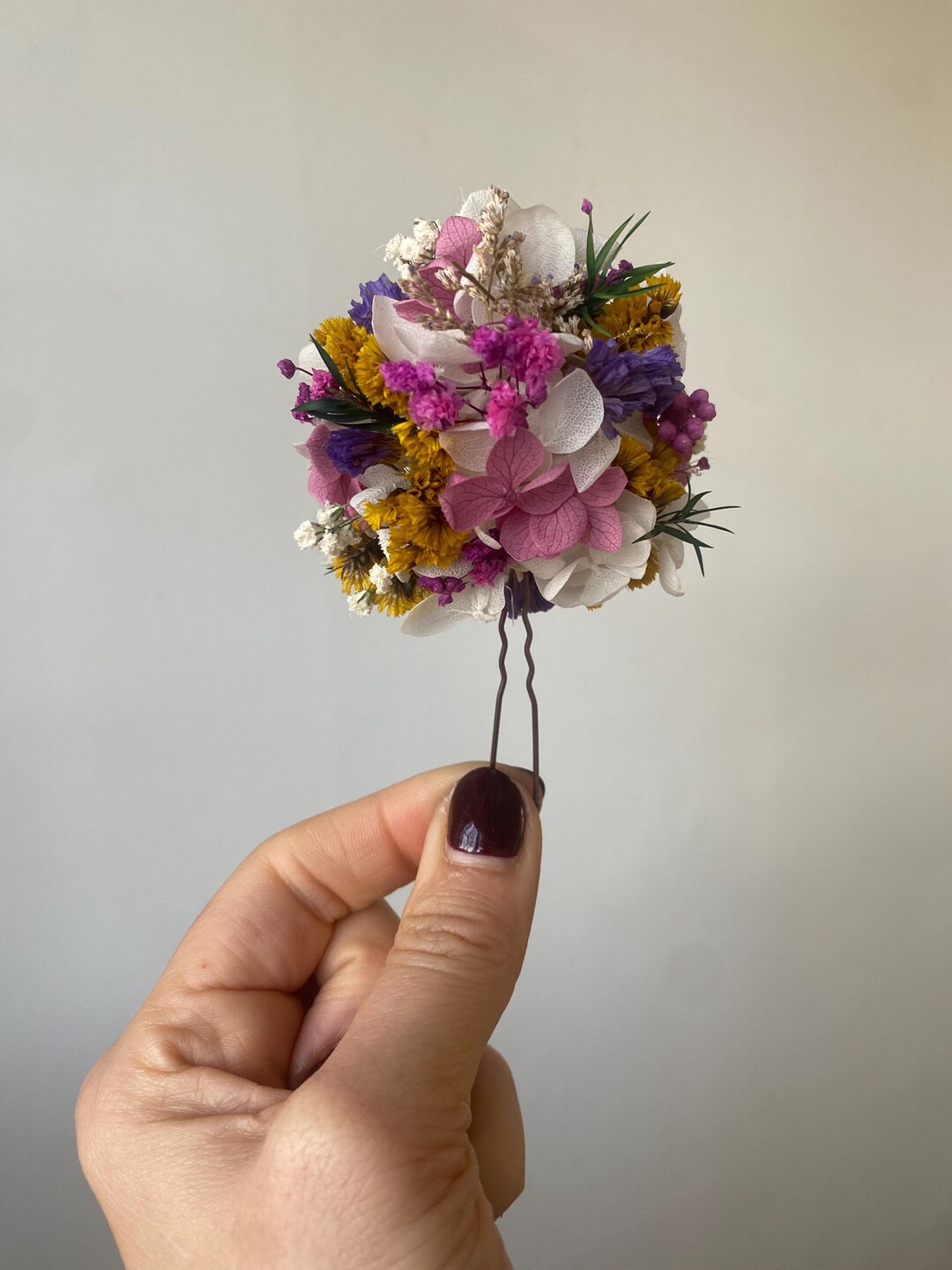 Multi-colored Dried Flower Hair Pin: Spring Wedding Accessory - Etsy UK