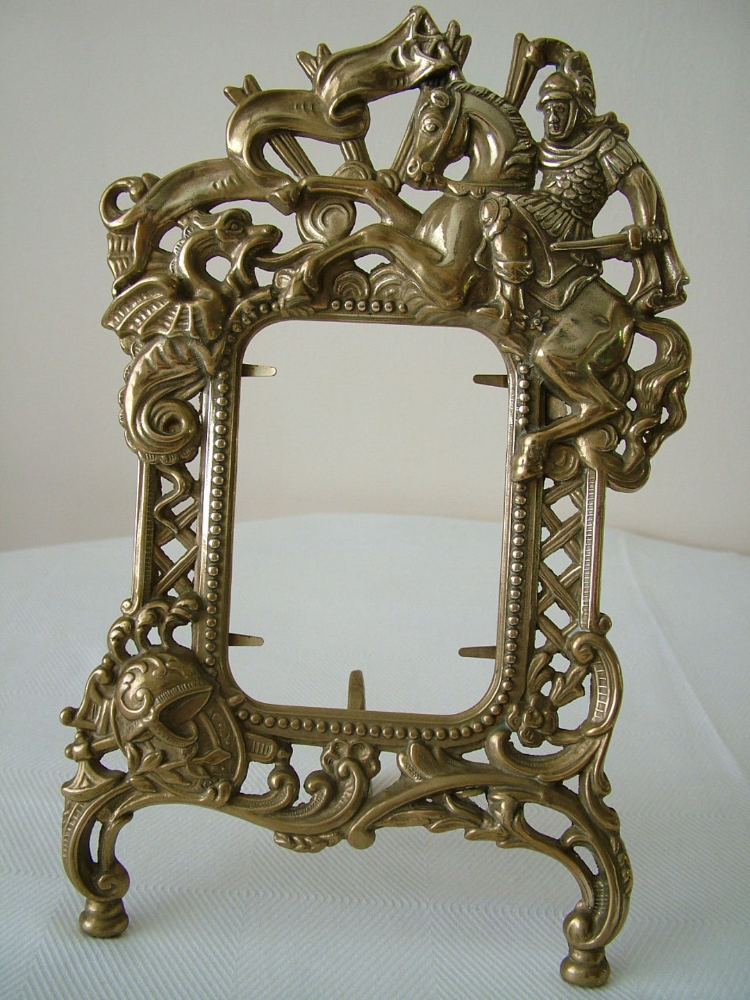 Large Brass Photo Frame. Large Vintage George & the Dragon Brass Photo ...